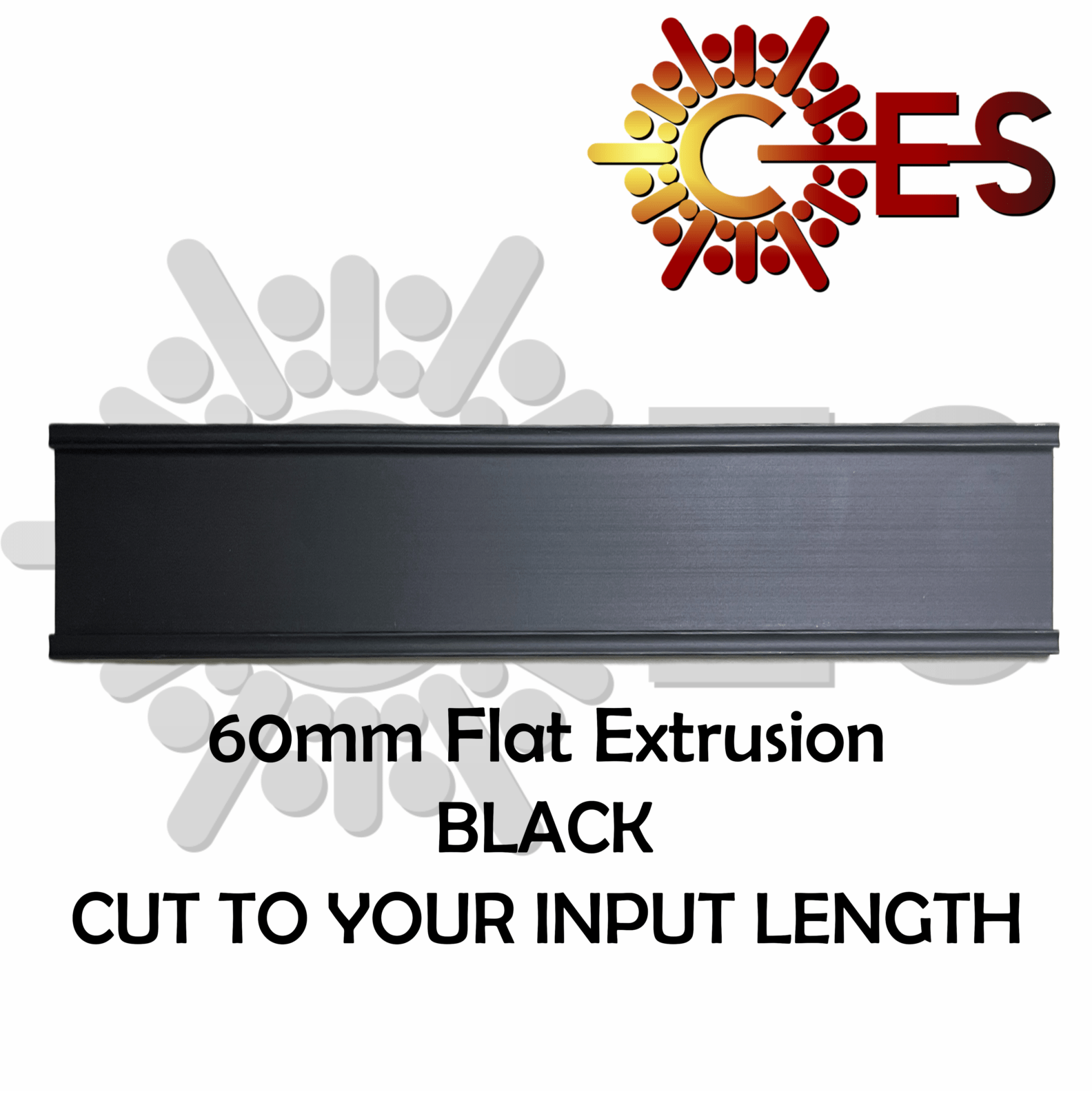 60 mm Flat Aluminium Extrusion Black- Cut to your Requirements (57mm ...