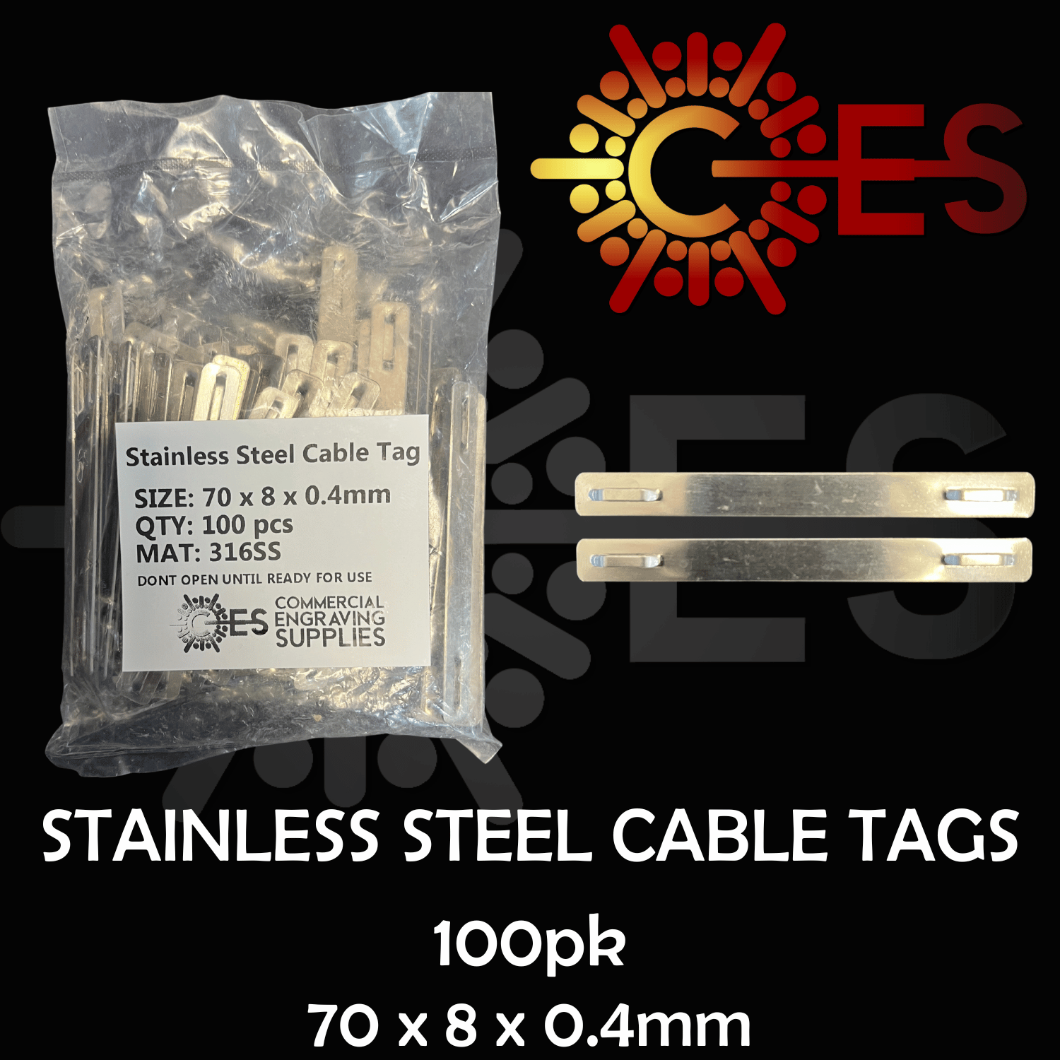 Stainless Steel Cable Tags; 70 x 8mm 0.4mm 316SS Pk100 – Commercial ...