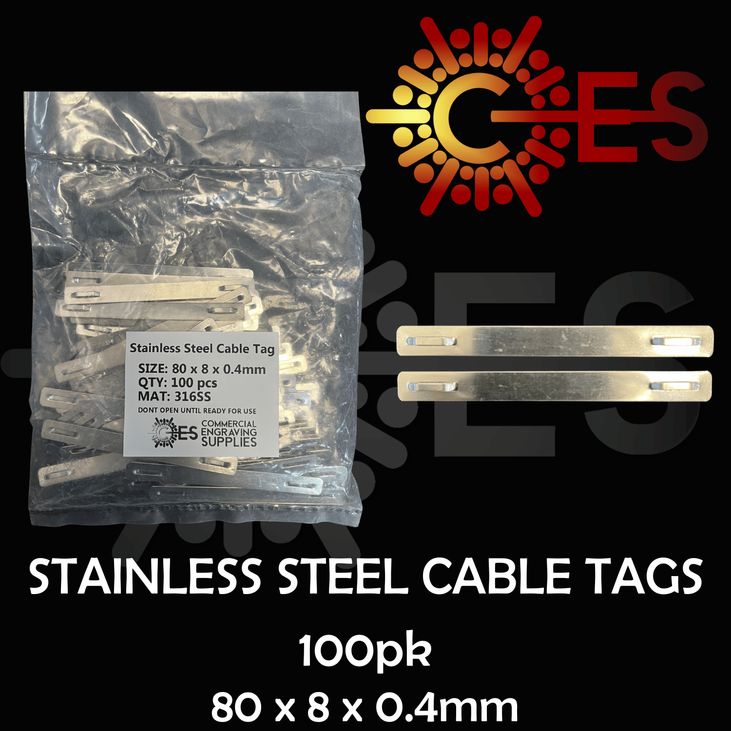 Cable Tags Stainless Steel ; 80 x 8mm 0.4mm 316SS Pk100 – Commercial ...